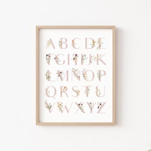 Set of 2 Wildflowers Alphabet Numbers Poster, Floral Alphabet Print ...
