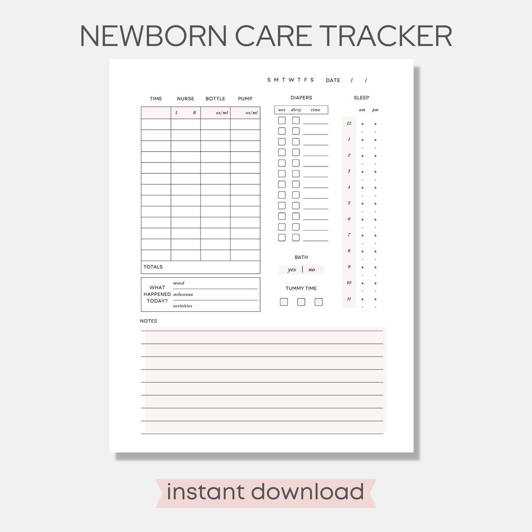Newborn Daily Care Log, Breastfeeding Journal, Baby Milestone Tracker ...