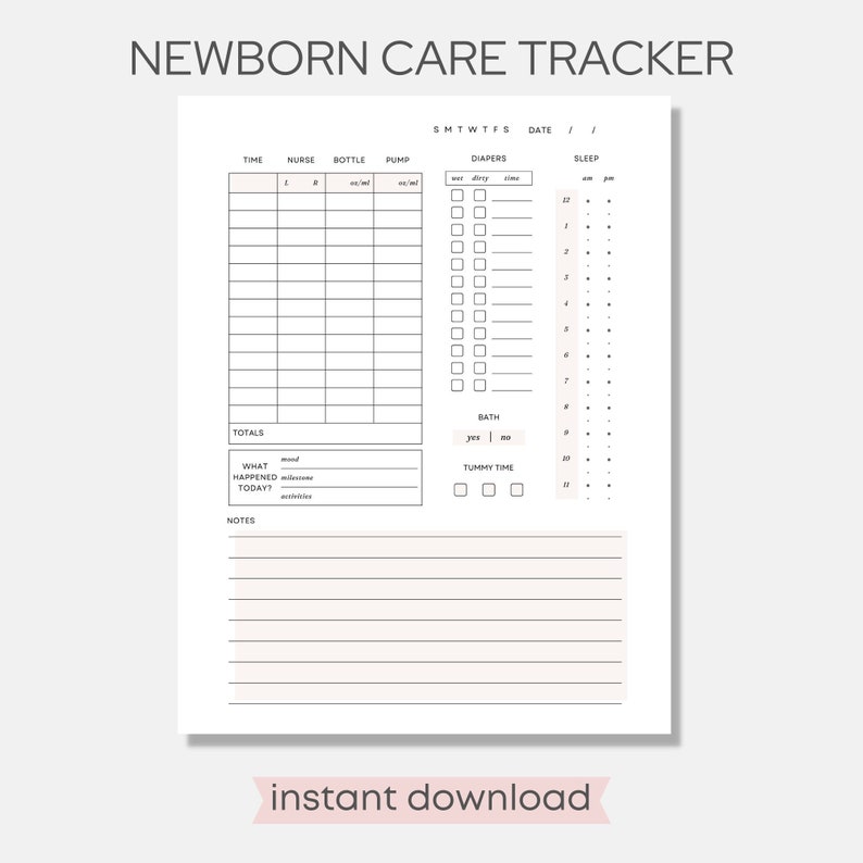 Newborn Daily Care Log, Breastfeeding Journal, Baby Milestone Tracker ...