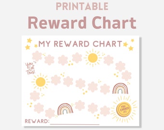 Boho Rainbow Reward Chart, Printable Sticker Chart, Toddler Reward ...