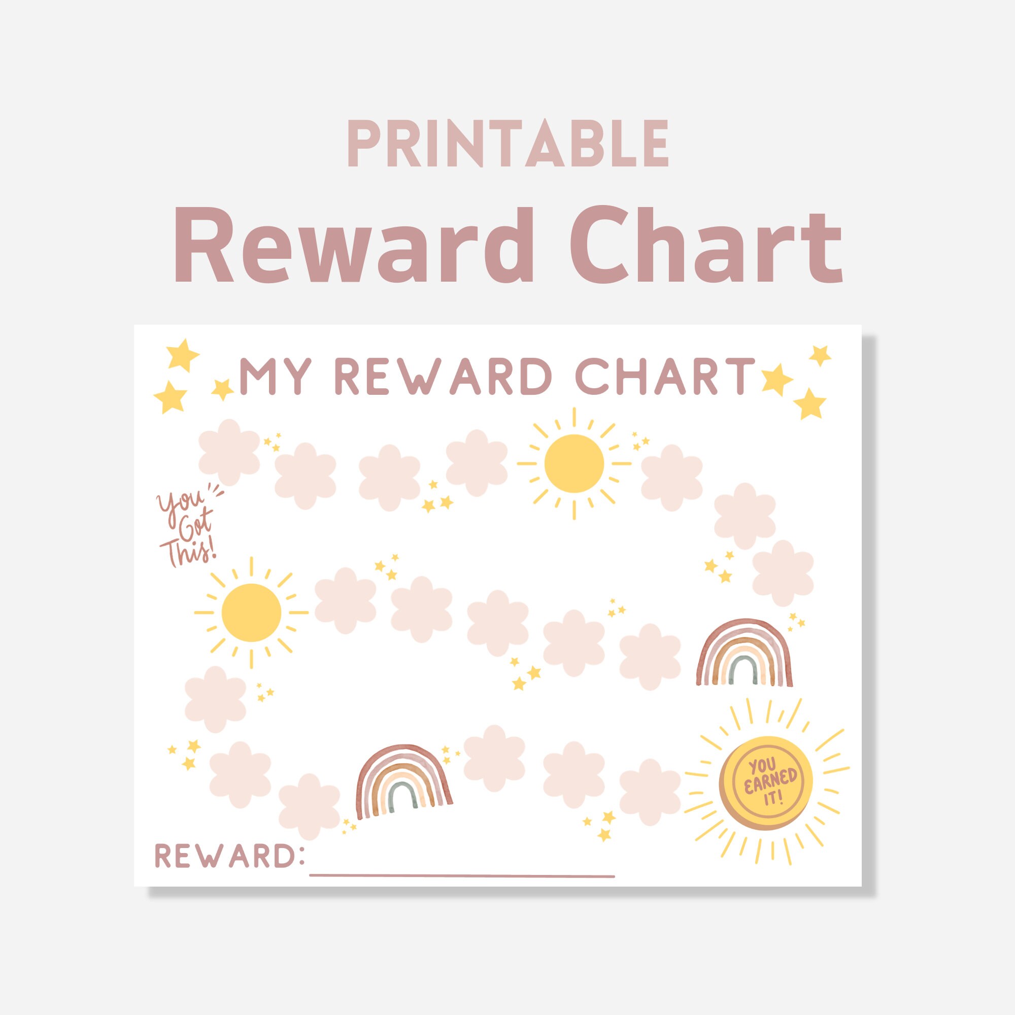 Boho Rainbow Reward Chart Printable Sticker Chart Toddler - Etsy