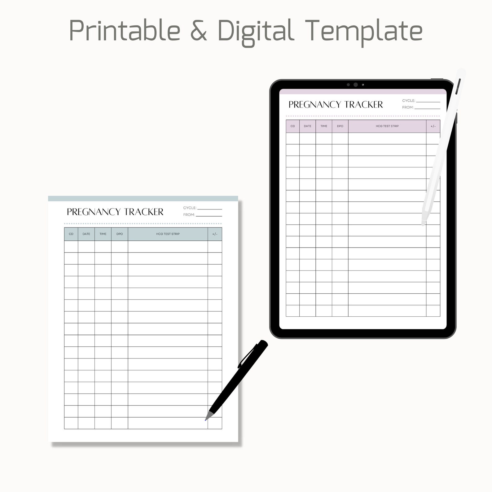 Printable Pregnancy Tracker, HCG Pregnancy Log, Pregnancy Line ...