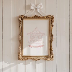 Pink Carousel Name Nursery Wall Art, Baby Girl Nursery Wall Art Decor ...