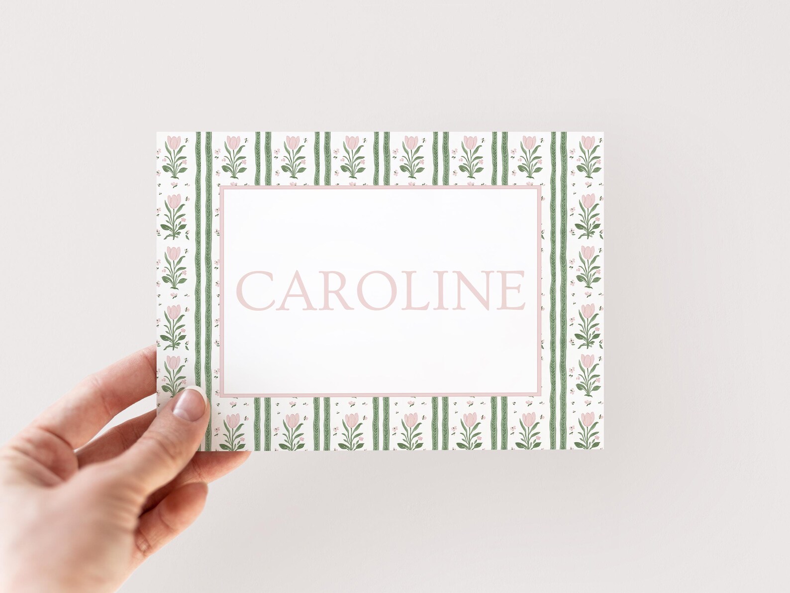 Tulip Name Nursery Wall Art, Grandmillennial Nursery, Pink Floral Girl ...