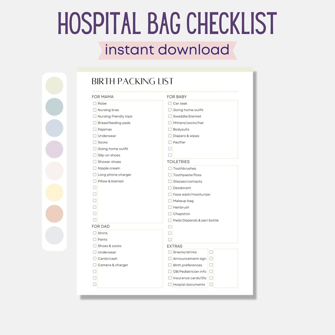 Hospital Bag Packing List, Birth Packing List, Labor and Delivery ...