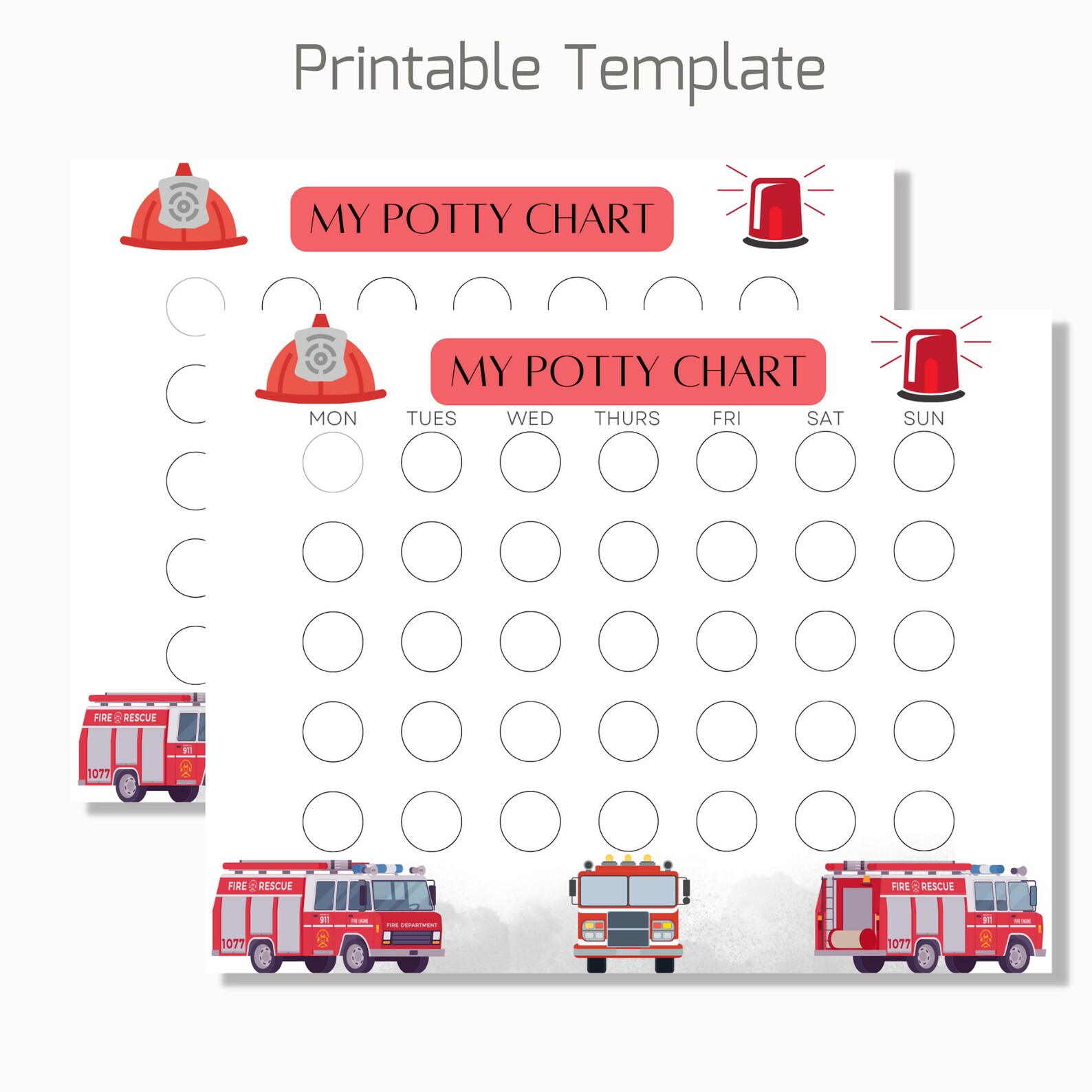 Fire Truck Potty Chart Potty Training Chart Sticker Potty - Etsy