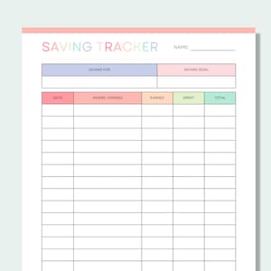 Printable Kids Savings Tracker, Kids Money Saving Goals, Financial ...