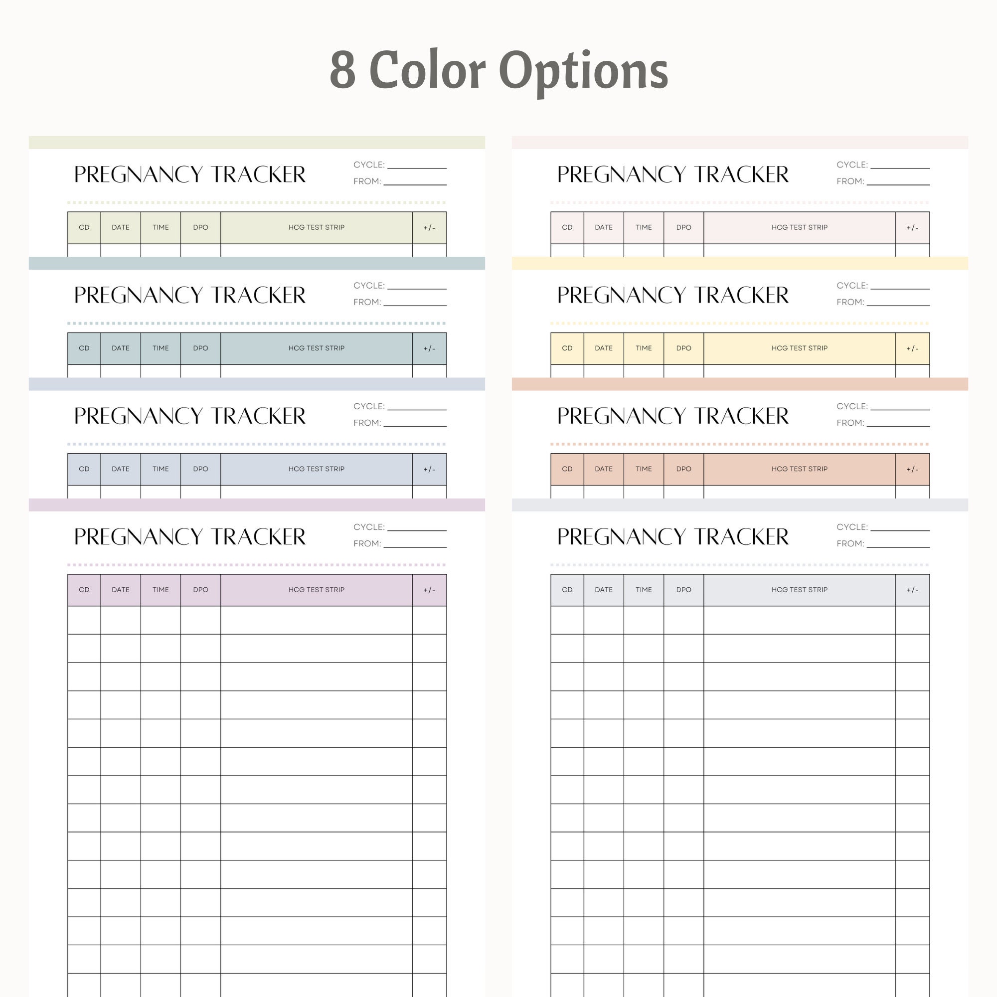Printable Pregnancy Tracker, HCG Pregnancy Log, Pregnancy Line ...
