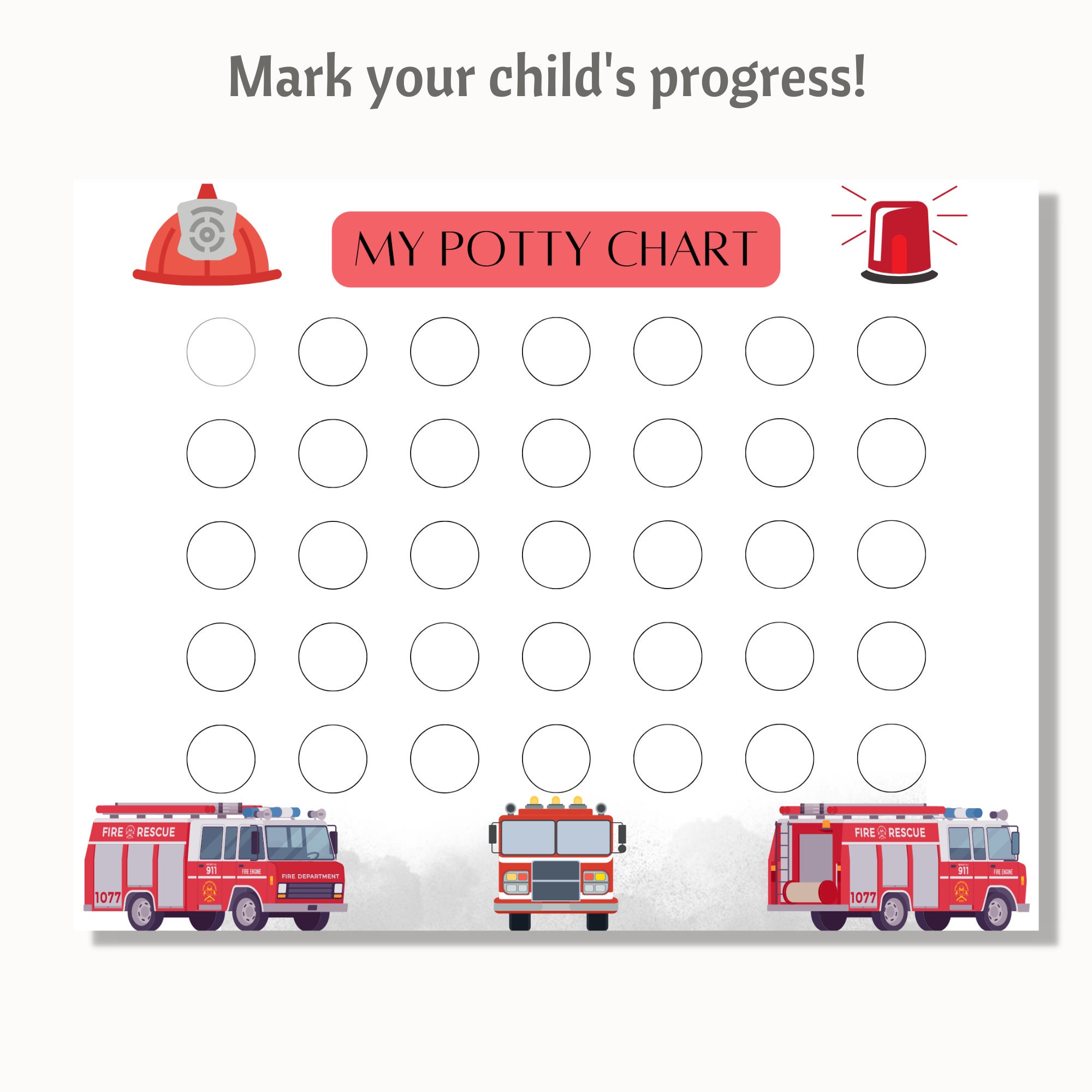 Fire Truck Potty Chart Potty Training Chart Sticker Potty - Etsy UK