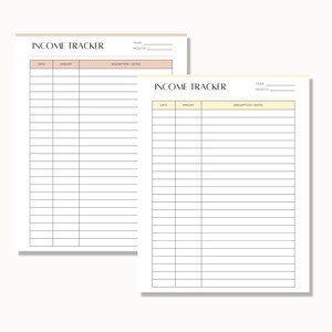 Printable Income Tracker Sheet, Income Planner, Finance Planner, Income ...