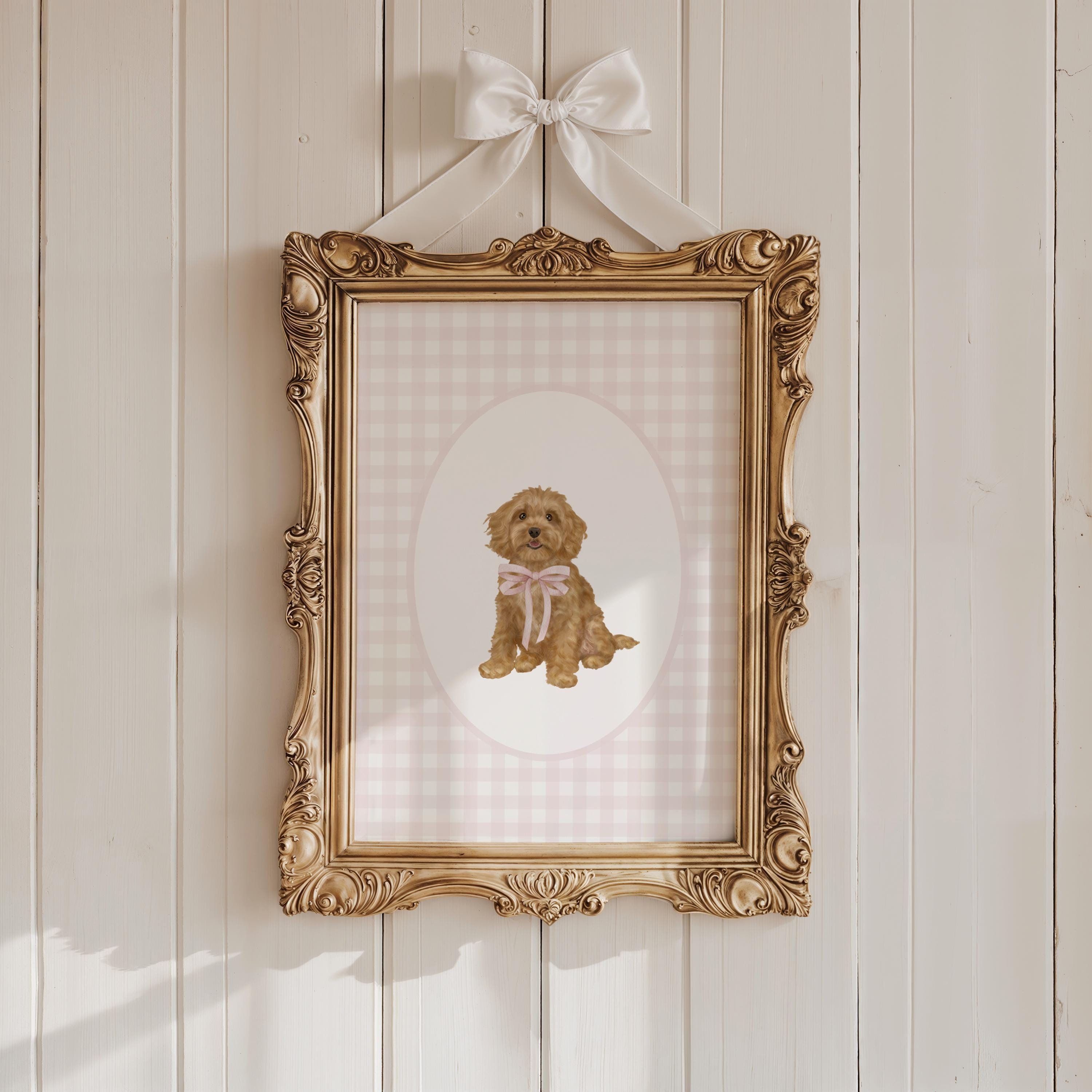 Cockapoo Nursery Print, Custom Watercolor Dog Nursery Art, Baby Girl ...