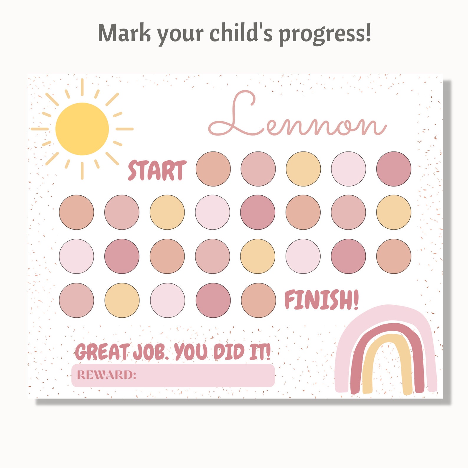 Boho Rainbow Sunshine Reward Chart, Printable Sticker Chart, Editable ...