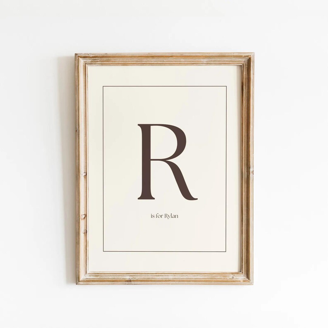 Custom Vintage Style Initial Print, Boy Name Print, Baby Girl Nursery ...