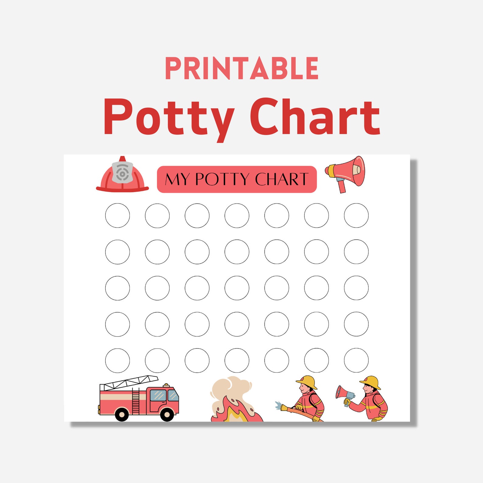 Fire Truck Potty Chart, Potty Training Chart, Sticker Potty Chart ...
