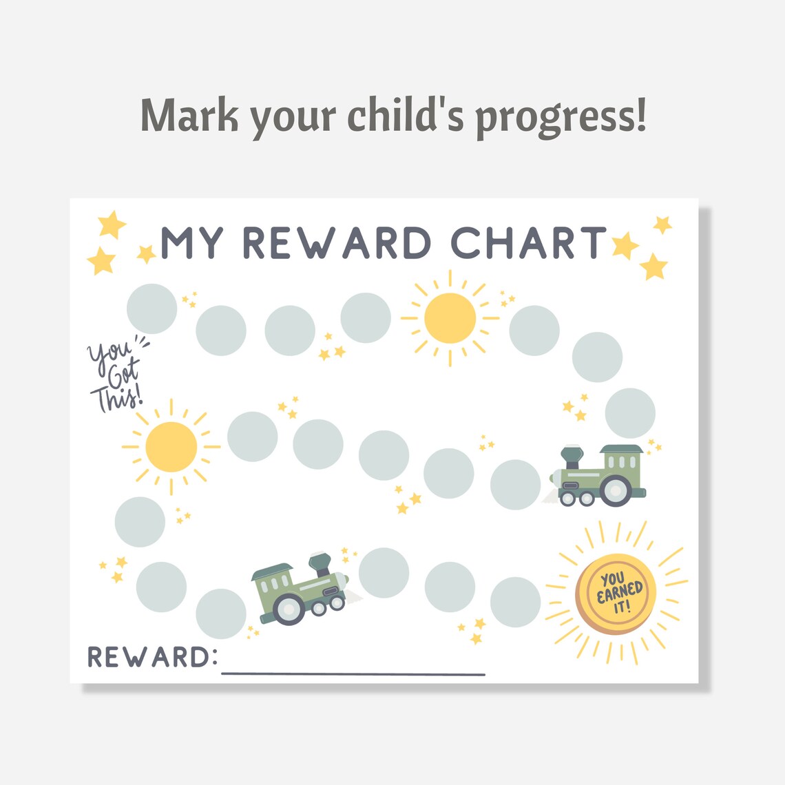 Train Reward Chart Printable Sticker Chart Toddler Reward - Etsy