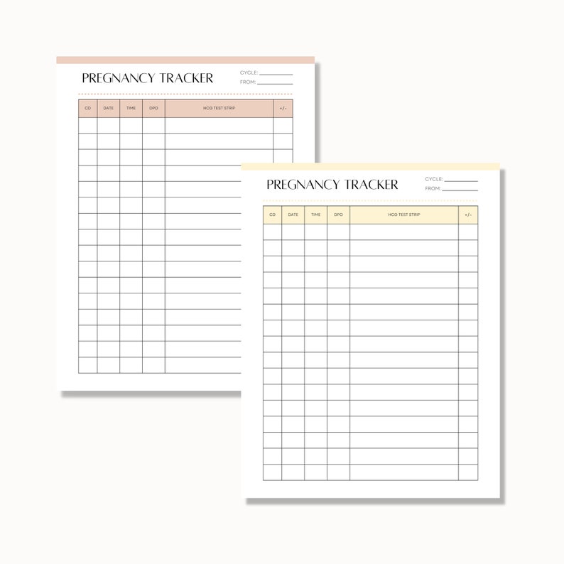 Printable Pregnancy Tracker, HCG Pregnancy Log, Pregnancy Line ...