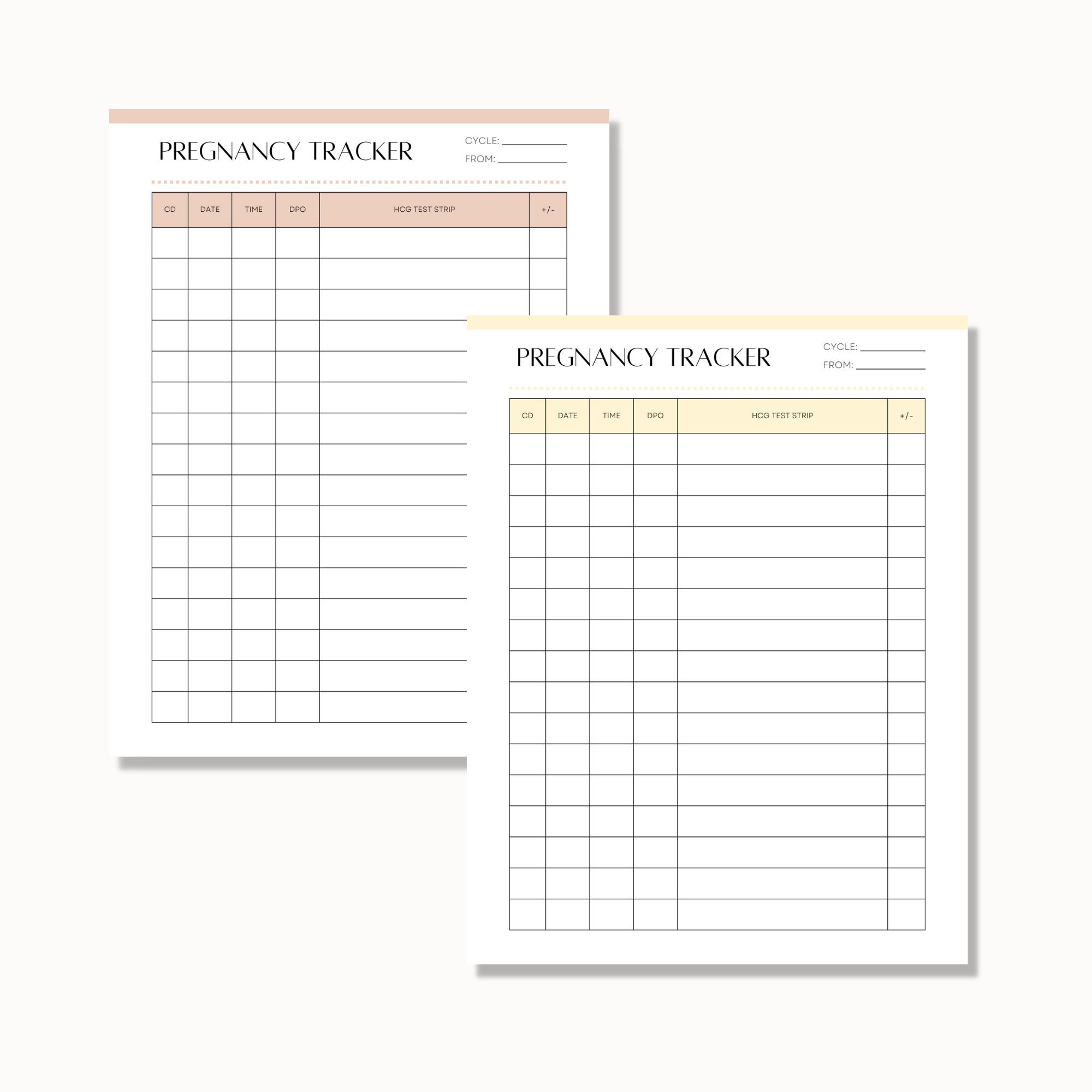 Printable Pregnancy Tracker, HCG Pregnancy Log, Pregnancy Line ...