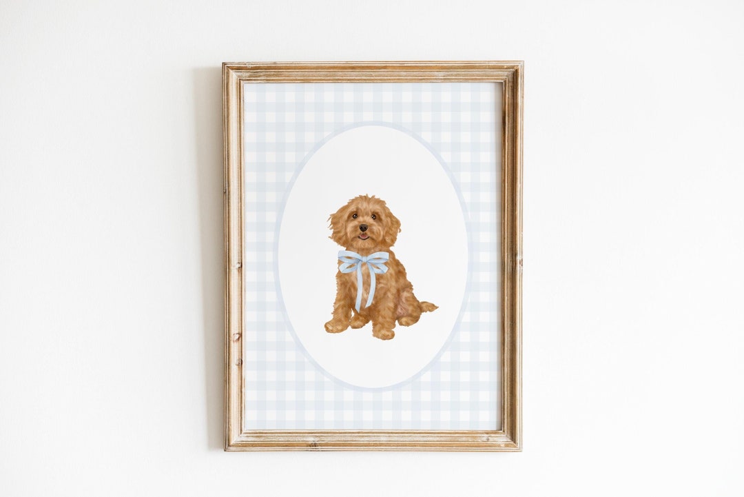 Cockapoo Nursery Print, Custom Watercolor Dog Nursery Art, Baby Boy ...
