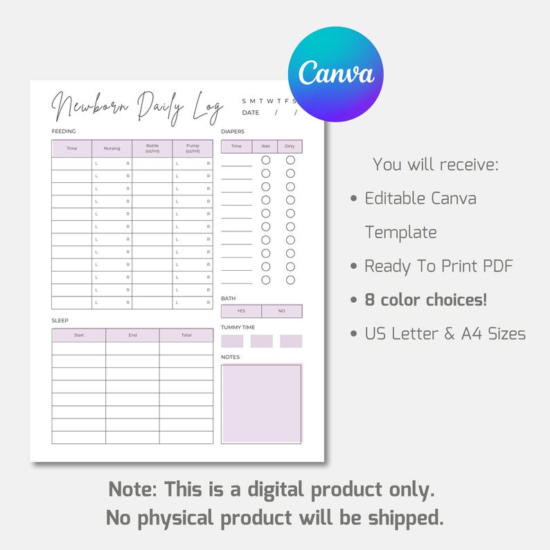 Editable Newborn Tracker, Baby Log, Baby Feeding Log, Baby Daily Log ...