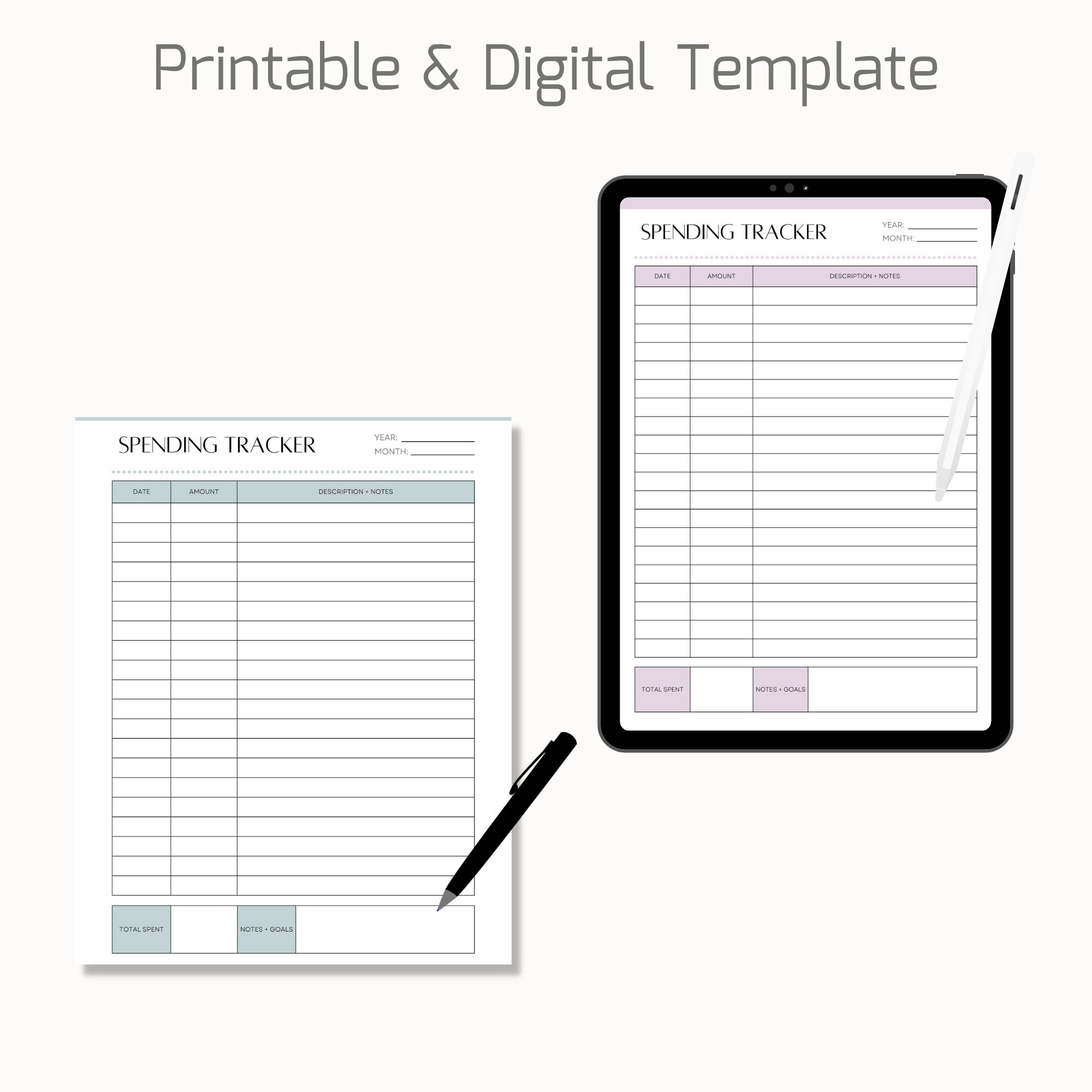 Printable Spending Tracker Spreadsheet, Business Spending Log, Finance ...