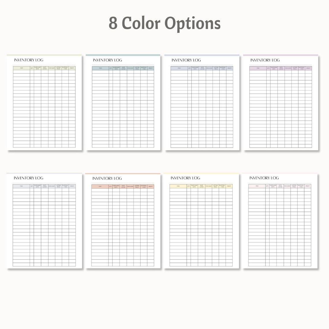 Printable Reseller Inventory Log, Inventory Spreadsheet, Inventory ...