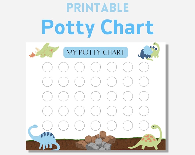 Dinosaur Potty Chart, Printable Potty Training Reward Chart for Kids ...