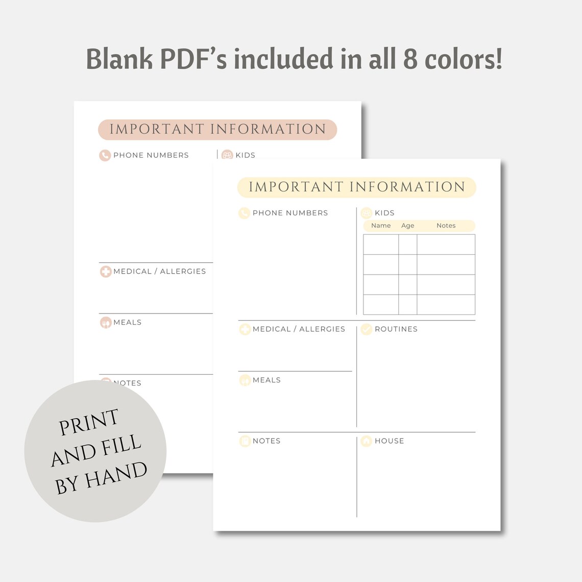 Editable Babysitter Information Sheet, Printable Babysitter Planner ...