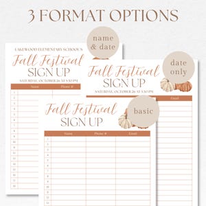 Editable Fall Festival Volunteer Sign up Sheet Template, Thanksgiving ...
