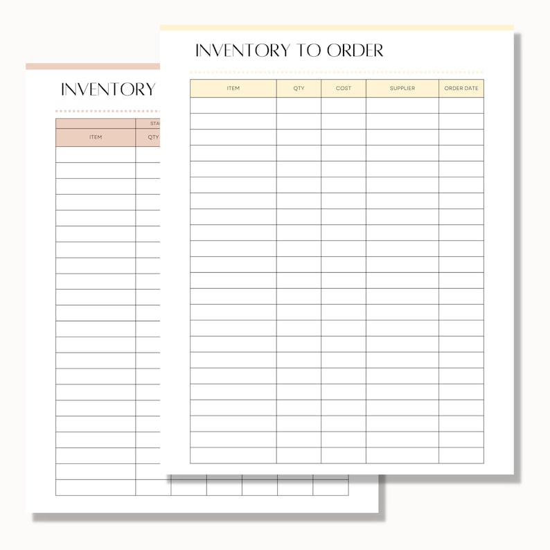 Printable Inventory Tracker, Inventory Log, Craft Business Supplies Log ...