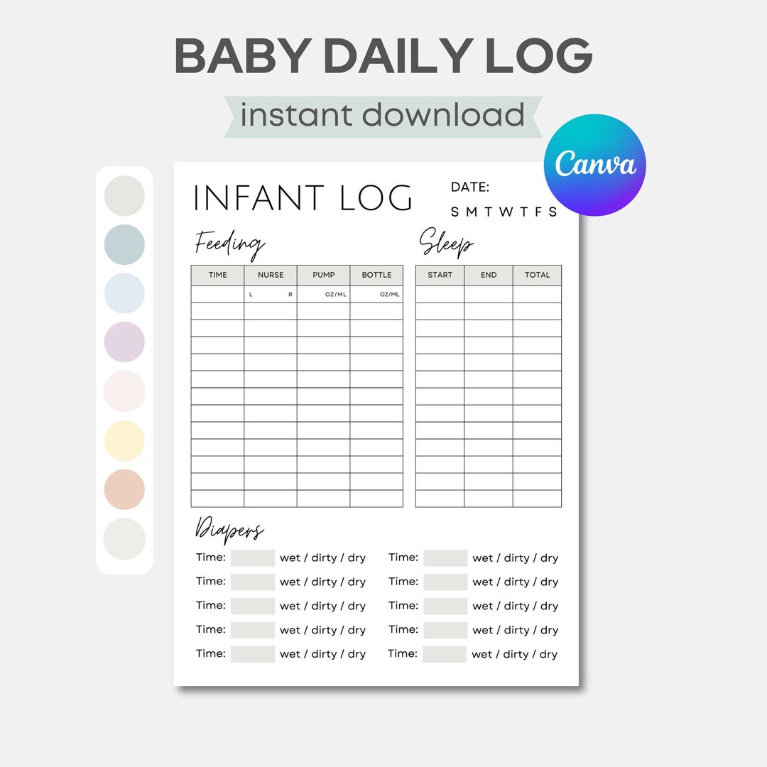 Editable Baby Tracker, Baby Log, Baby Feeding Log, Baby Daily Log ...