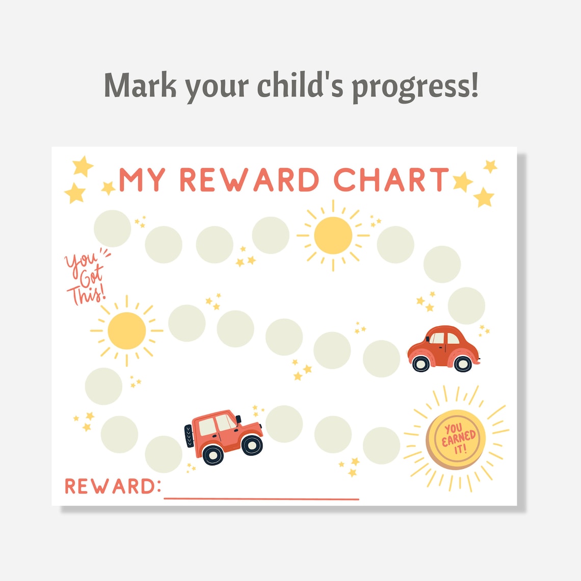 Cars Reward Chart Printable Sticker Chart Toddler Reward - Etsy