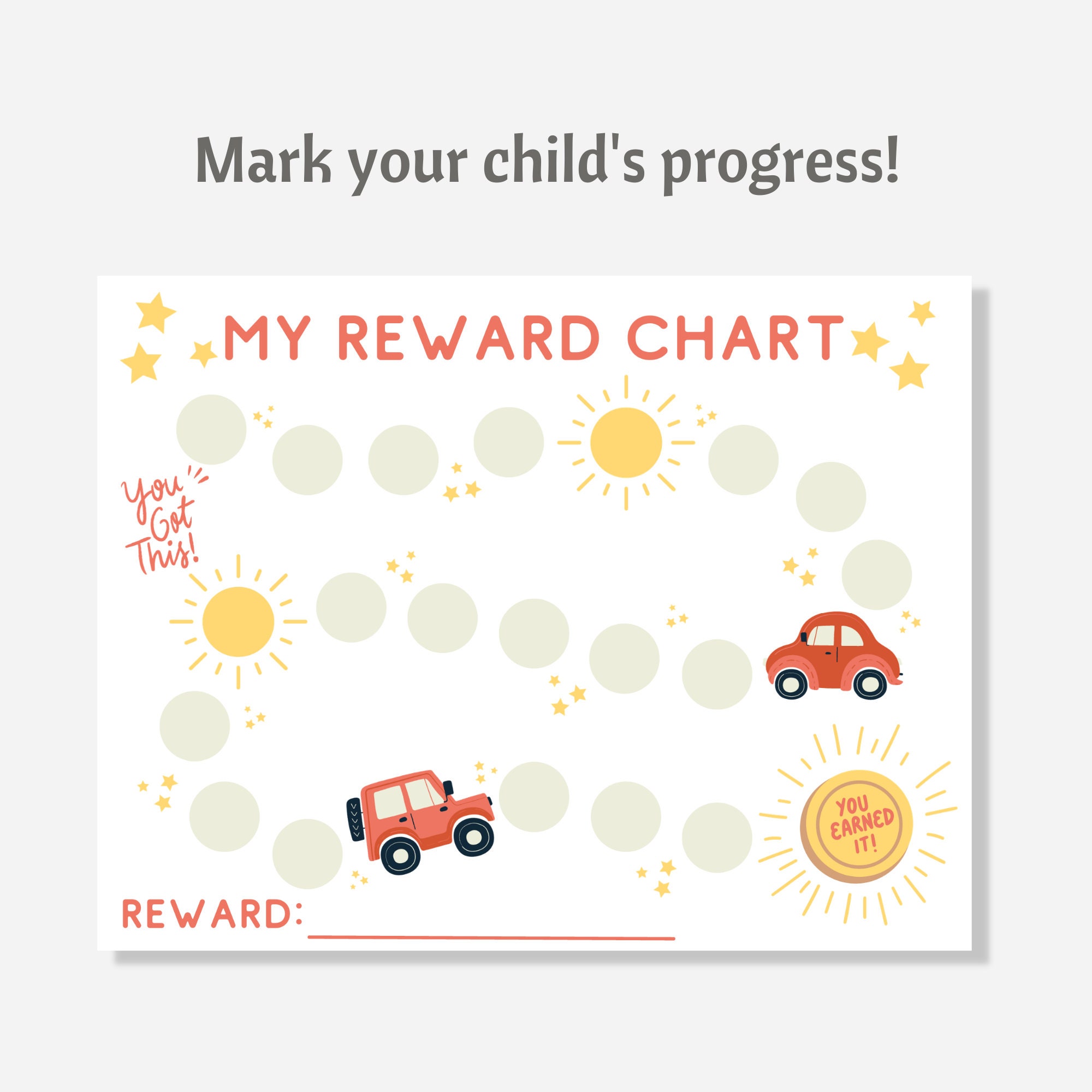 Cars Reward Chart Printable Sticker Chart Toddler Reward - Etsy