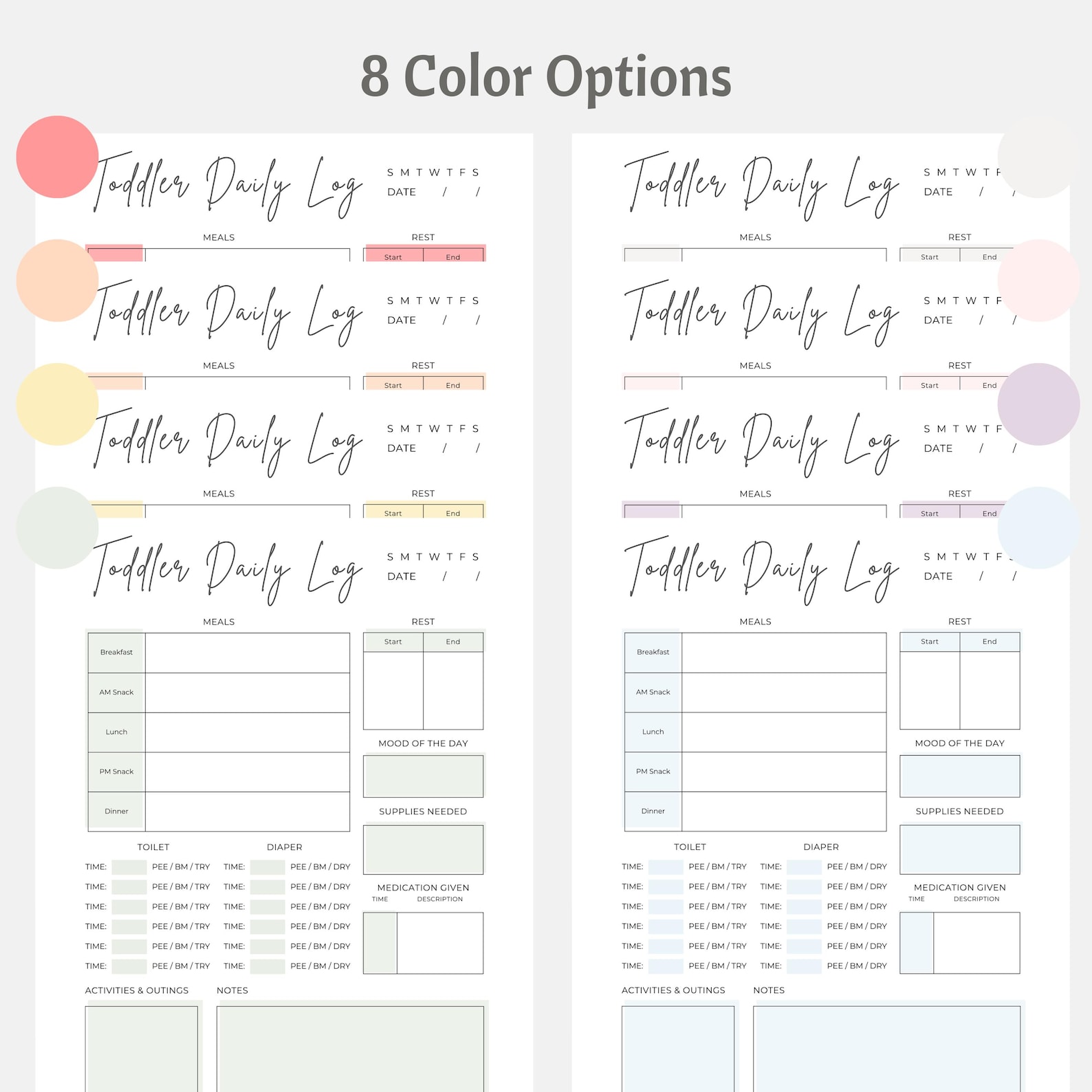 Editable Toddler Daily Report, Child Log, Toddler Meal Log, Child Care ...