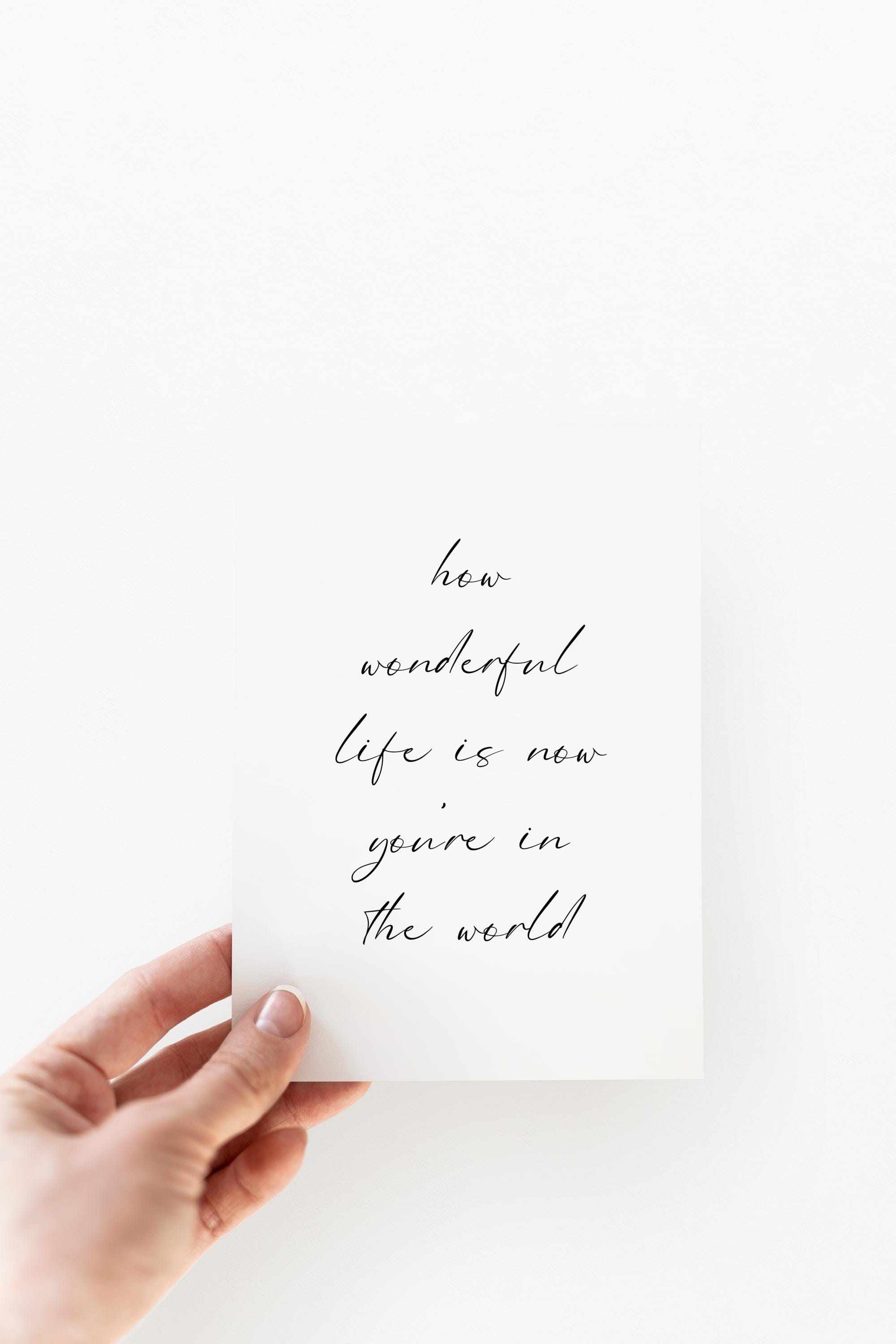 How Wonderful Life is Now You're in the World Print, Baby Boy Nursery ...