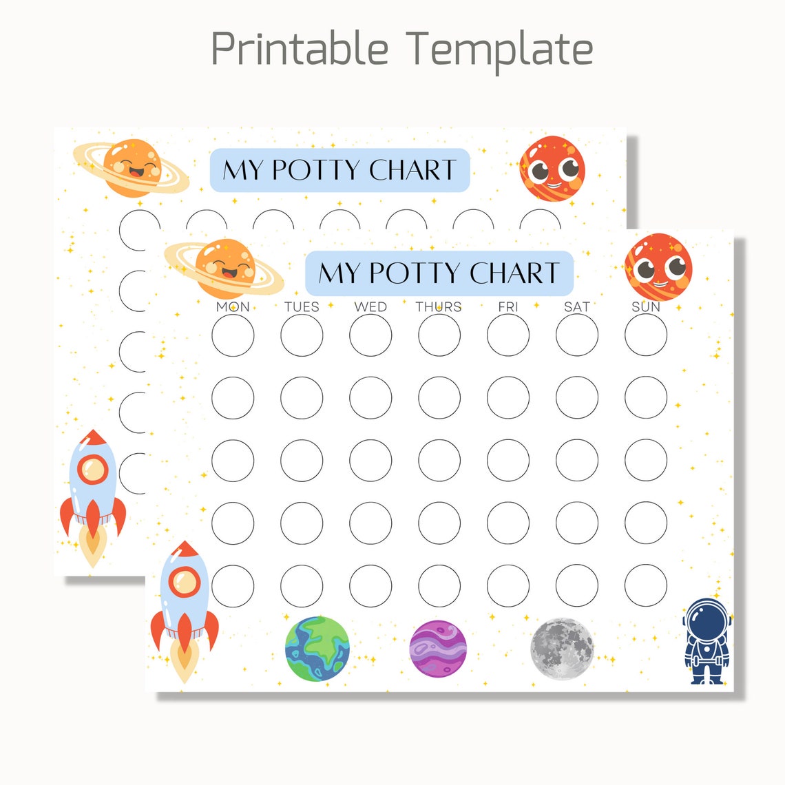 Space Potty Chart Potty Training Chart Sticker Potty Chart - Etsy