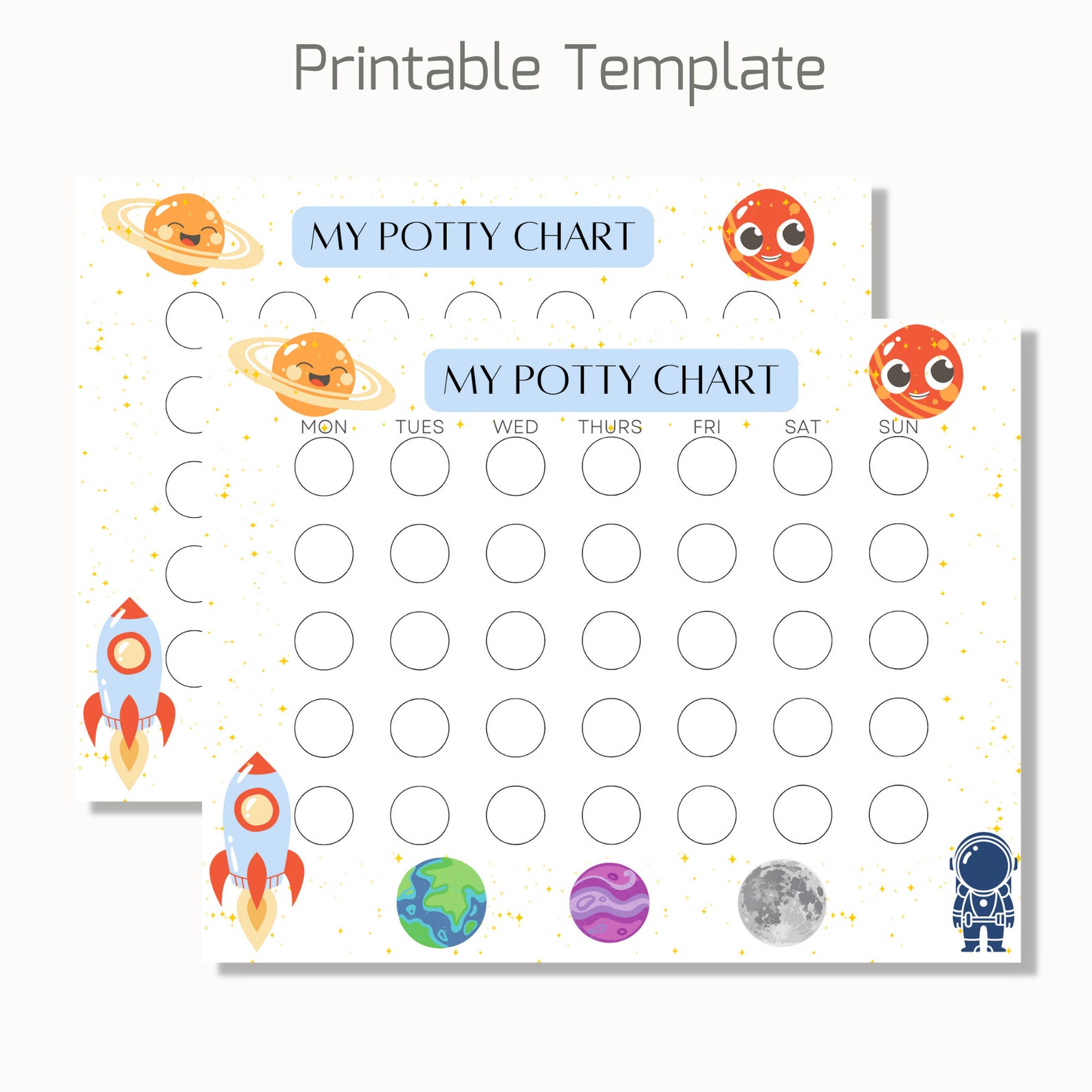 Space Potty Chart Potty Training Chart Sticker Potty Chart - Etsy