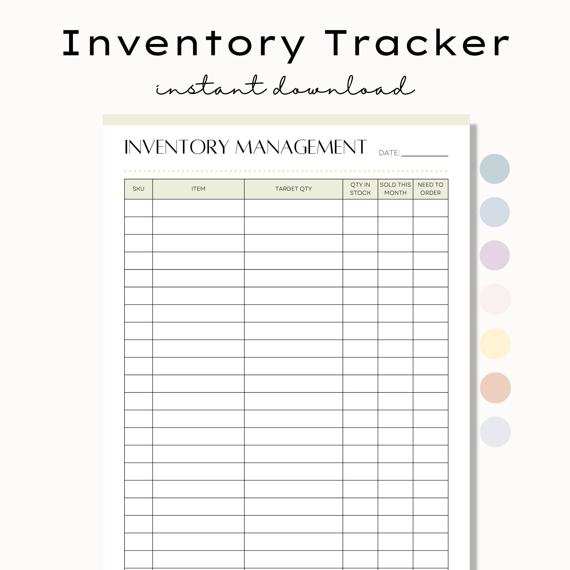 Printable Inventory Management Form, Product Inventory Tracker Sheet ...
