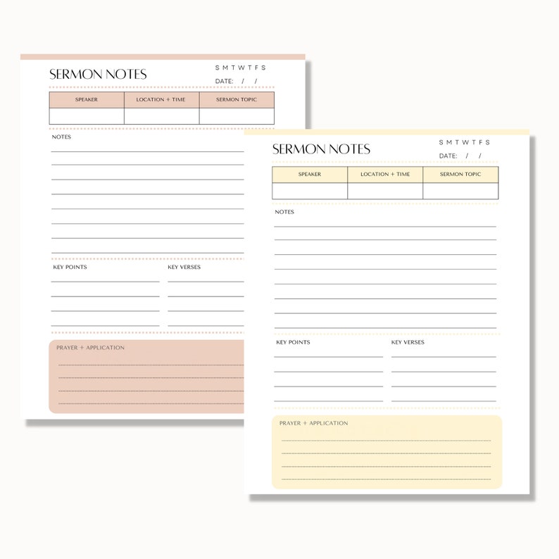 Printable Sermon Notes, Church Notes, Sermon Summary, Faith Journal ...