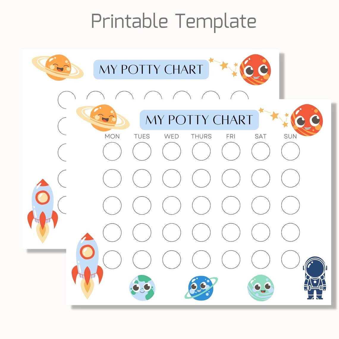 Space Potty Chart Potty Training Chart Sticker Potty Chart - Etsy