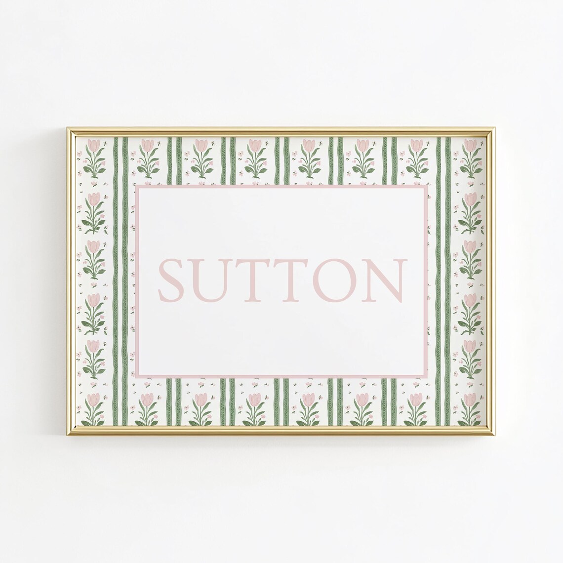 Tulip Name Nursery Wall Art, Grandmillennial Nursery, Pink Floral Girl ...