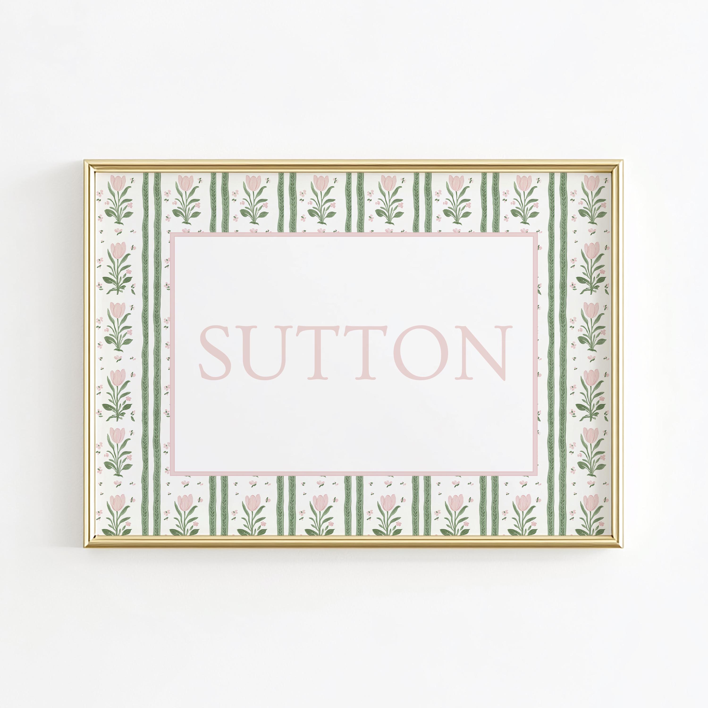 Tulip Name Nursery Wall Art, Grandmillennial Nursery, Pink Floral Girl ...