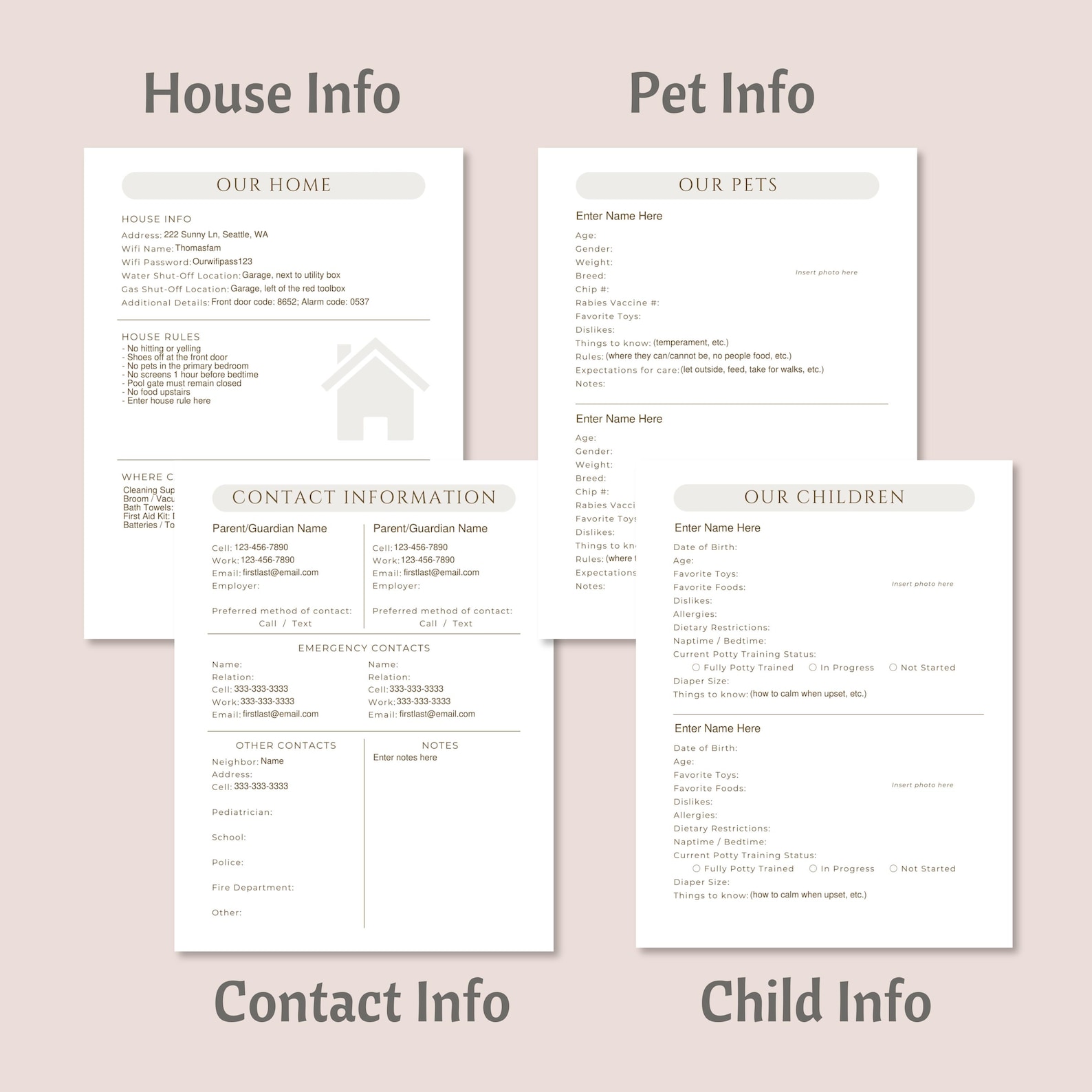 Fillable Nanny Binder PDF, Printable Nanny Planner Template, Nanny ...
