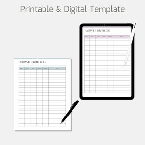 Printable Midwife Birth Log, Student Midwife Delivery Log, Midwife ...