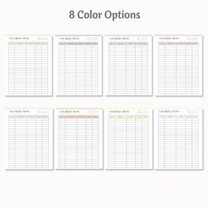 Printable Tax Deduction Tracker, Tax Deduction Log, Business Tax Log ...