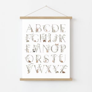 Set of 2 Woodland Creatures Alphabet Numbers Poster, Woodland Alphabet ...