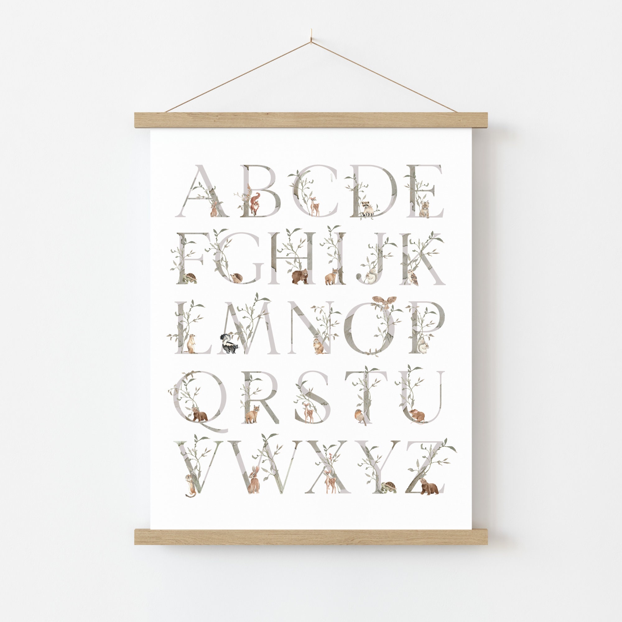 Set of 2 Woodland Creatures Alphabet Numbers Poster, Woodland Alphabet ...