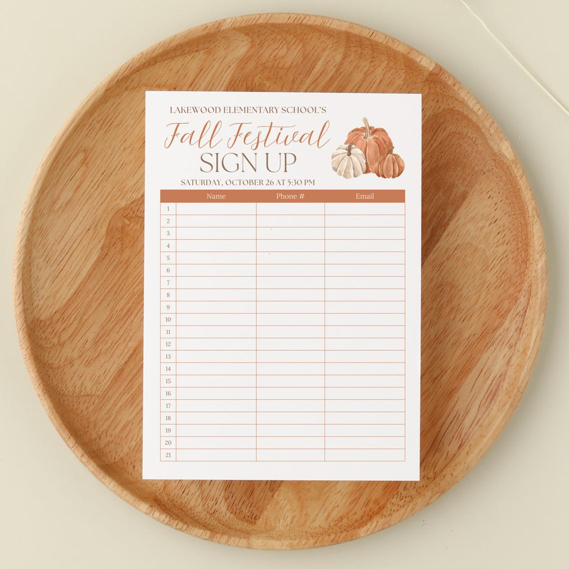 Editable Fall Festival Volunteer Sign up Sheet Template, Thanksgiving ...