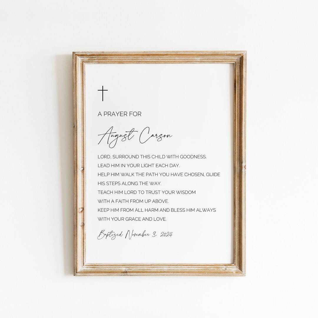 Baptism Gift, Baby Dedication Sign, Personalized Prayer Print, Baby Girl Christening Gift ...