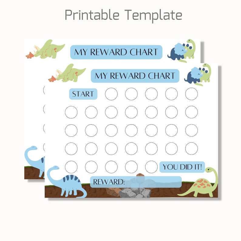 Dinosaur Reward Chart Printable Sticker Chart Dinosaur - Etsy