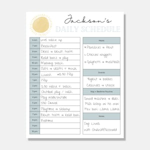 Printable Babysitter Schedule, Nanny Schedule, Infant Schedule ...